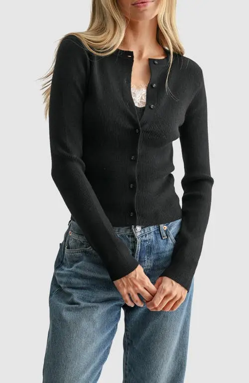 ALL IN FAVOR Lace Inset Layered Cardigan - Black Ivory