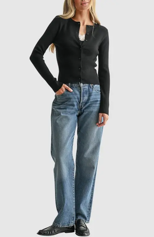 ALL IN FAVOR Lace Inset Layered Cardigan - Black Ivory