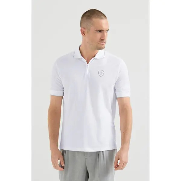 Brunello Cucinelli Techno Piqué Polo Shirt With Half Zip