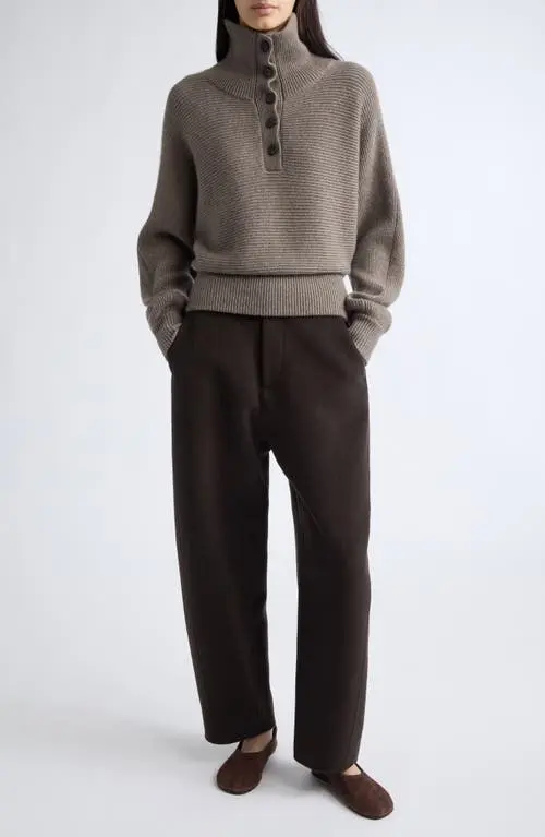 LISA YANG Barrel Wool & Cashmere Trousers - Dark Cedar