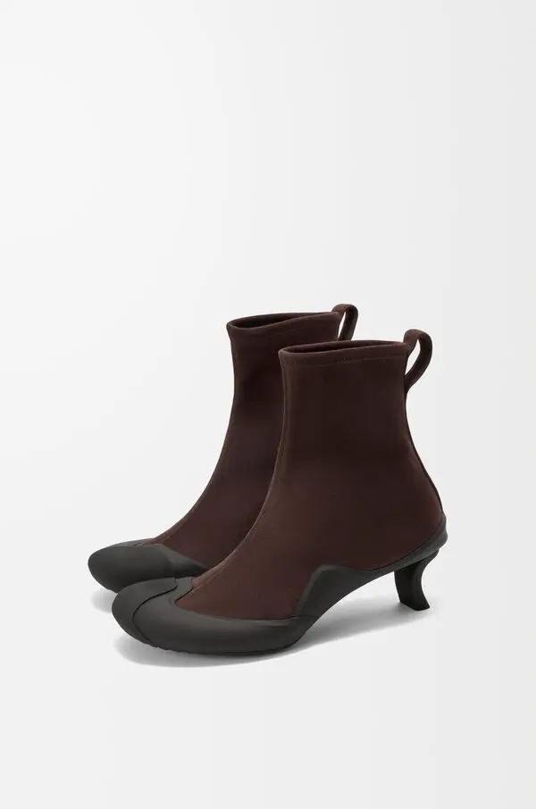 Loewe Dive Bootie In Stretch Suede - Dark Chestnut