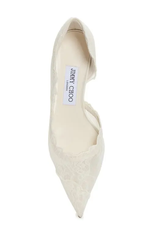 JIMMY CHOO Faiz Lace Pointed Toe D'orsay Pump - Ivory/ivory