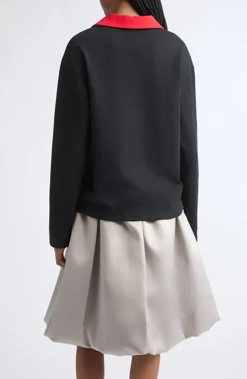 LII Contrast Collar Long Sleeve Cotton Polo