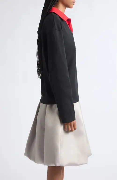 LII Contrast Collar Long Sleeve Cotton Polo