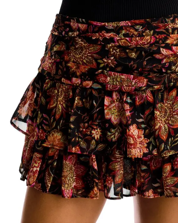 Aqua Floral Print Ruffled Mini Skirt Exclusive
