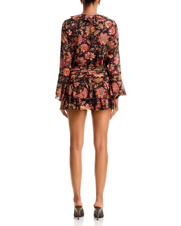 Aqua Floral Print Ruffled Mini Skirt Exclusive