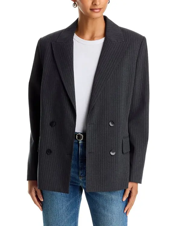 Aqua Pinstriped Scarf Blazer Exclusive - Charcoal