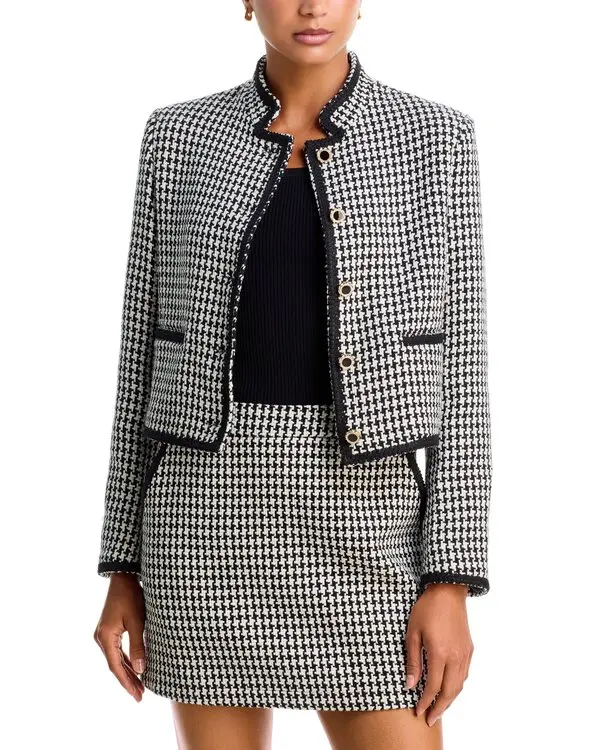Aqua Mixed Houndstooth Button Front Jacket Exclusive