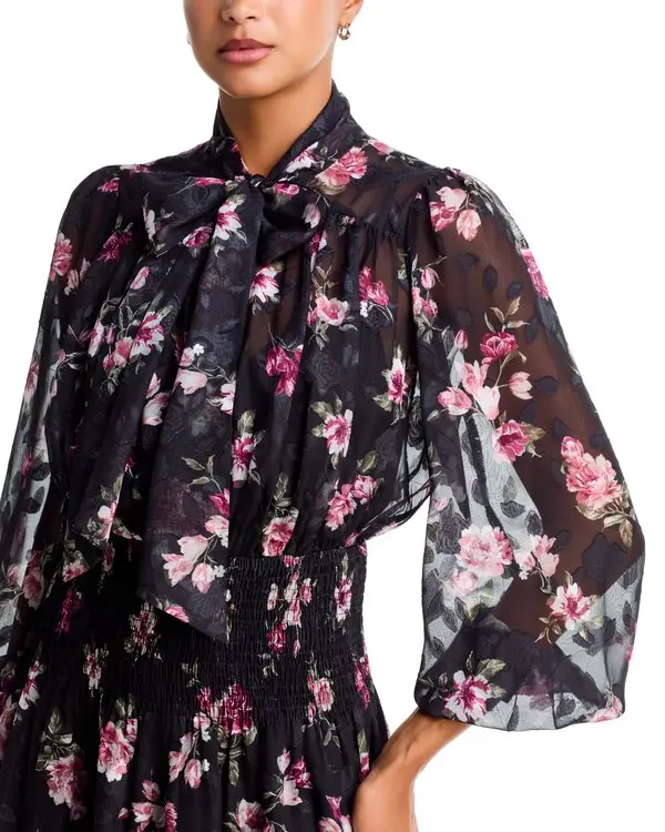 Aqua Long Sleeve Floral Burnout Mini Dress Exclusive