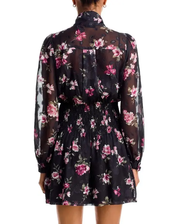 Aqua Long Sleeve Floral Burnout Mini Dress Exclusive