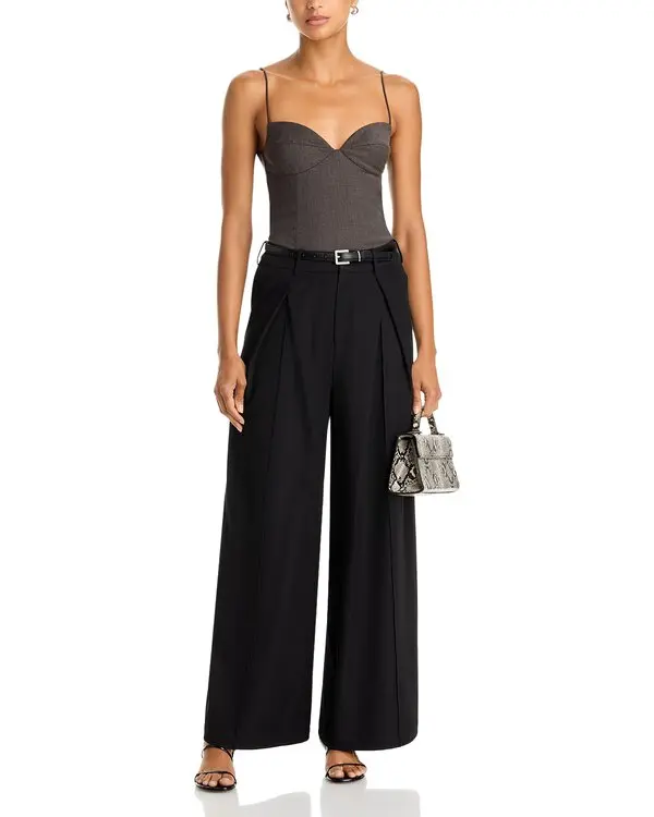 Aqua Belted Pleated Wide Leg Pants Exclusive
