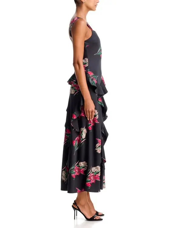 Aqua Iris Ruffle Sleeveless Maxi Dress Exclusive