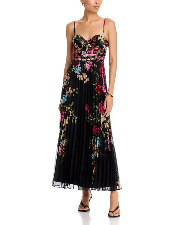 Aqua Pleated Corset Maxi Dress Exclusive