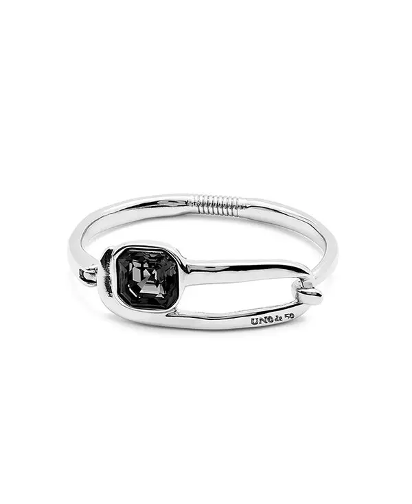 UNODE50 Bracelet With Black Faceted Glass - Silver