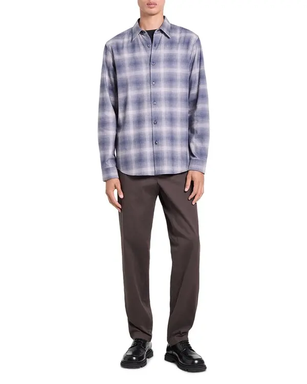 Theory Irving Cotton Faded Plaid Shirt - Inkling Multi