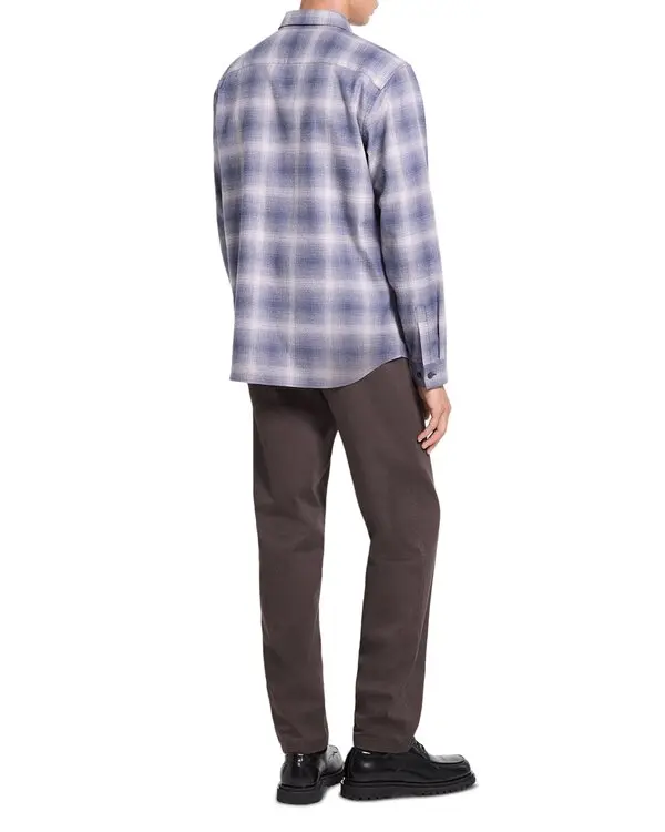 Theory Irving Cotton Faded Plaid Shirt - Inkling Multi