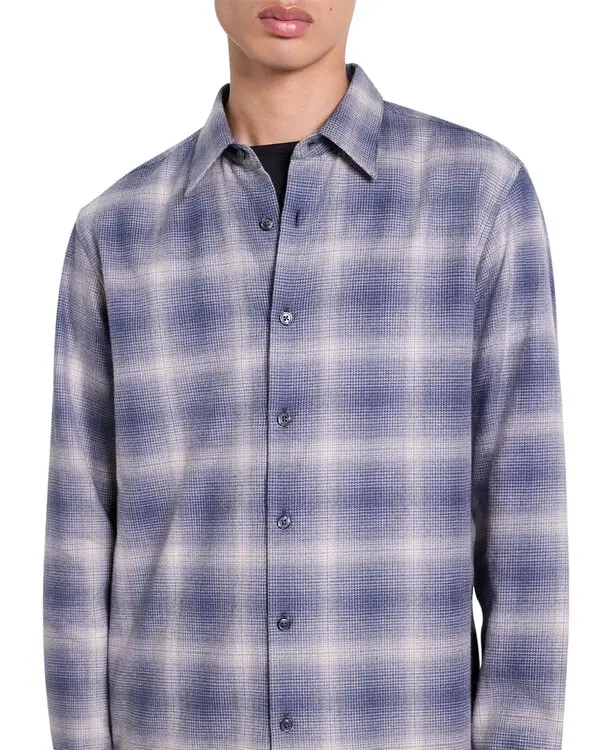 Theory Irving Cotton Faded Plaid Shirt - Inkling Multi