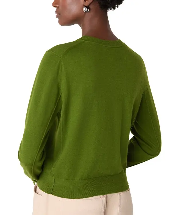 Whistles Fine Gauge Crewneck Cardigan Sweater