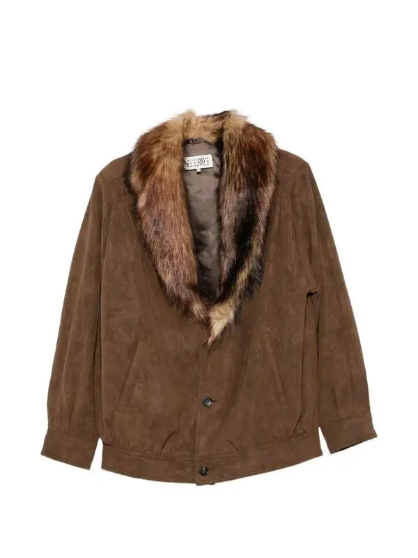 MAISON MARGIELA Faux-fur Collar Jacket - Brown