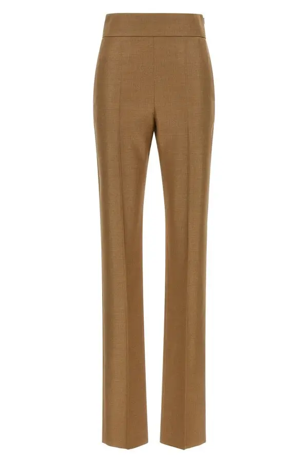 Valentino Garavani Textured Silk Wool Pants - Beige