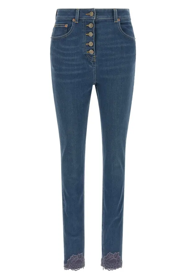 Valentino Garavani Lace Insert Jeans - Blue