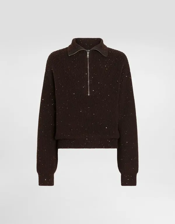 Dolce & Gabbana Wool Turtleneck Pullover With Sequins