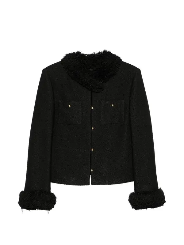 Celine Fringed Wool Blend Jacket - Multicolor