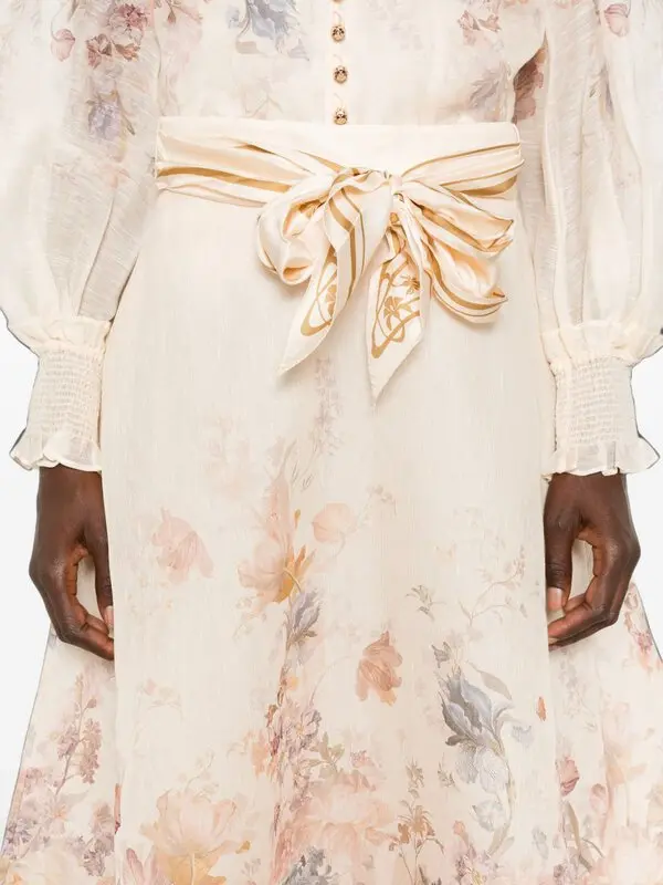 Zimmermann Ascent Linen And Silk Midi Skirt