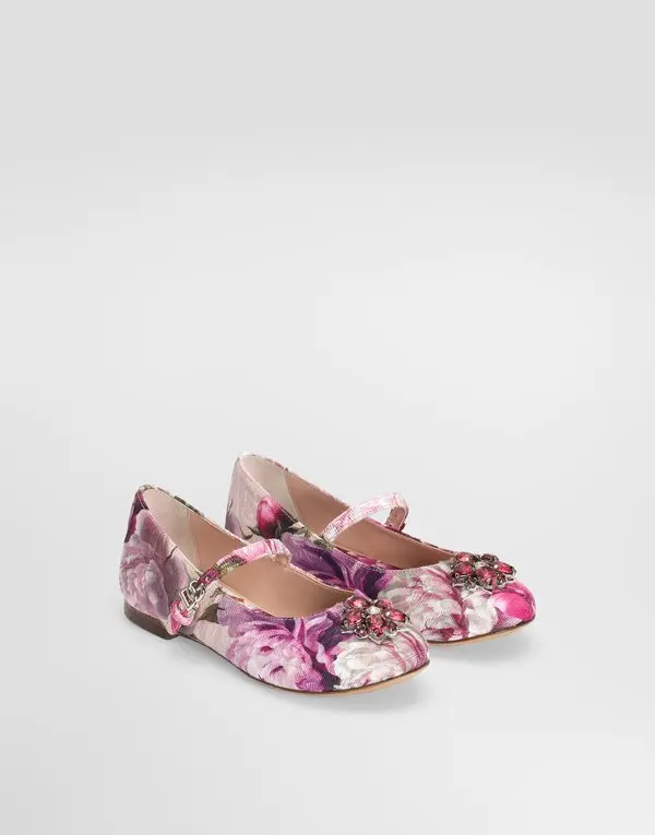 Dolce & Gabbana Brocade Ballet Flats With Brooch