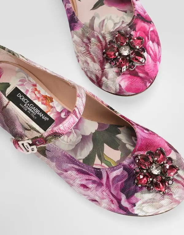 Dolce & Gabbana Brocade Ballet Flats With Brooch