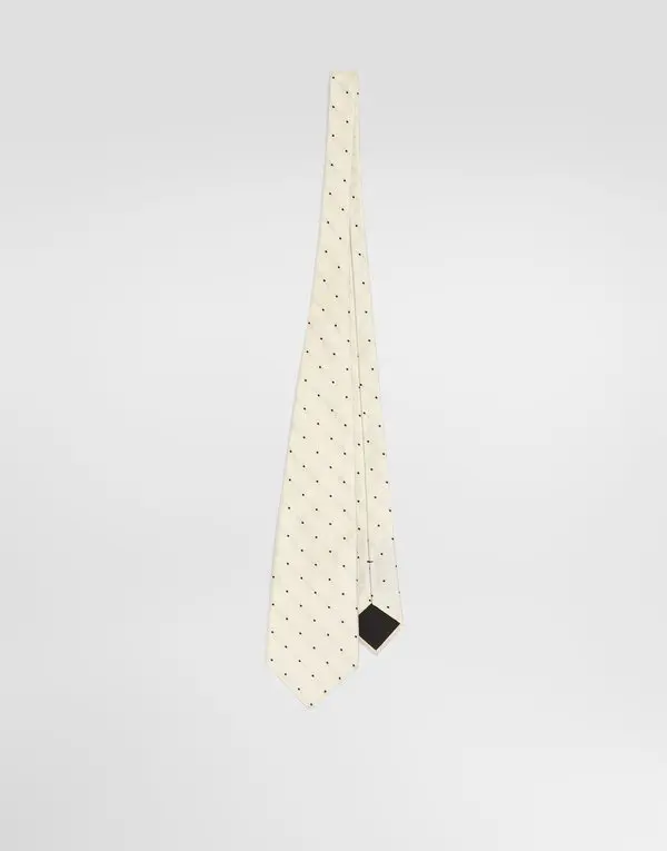 Dolce & Gabbana Polka Dot Jacquard Tie - Beige