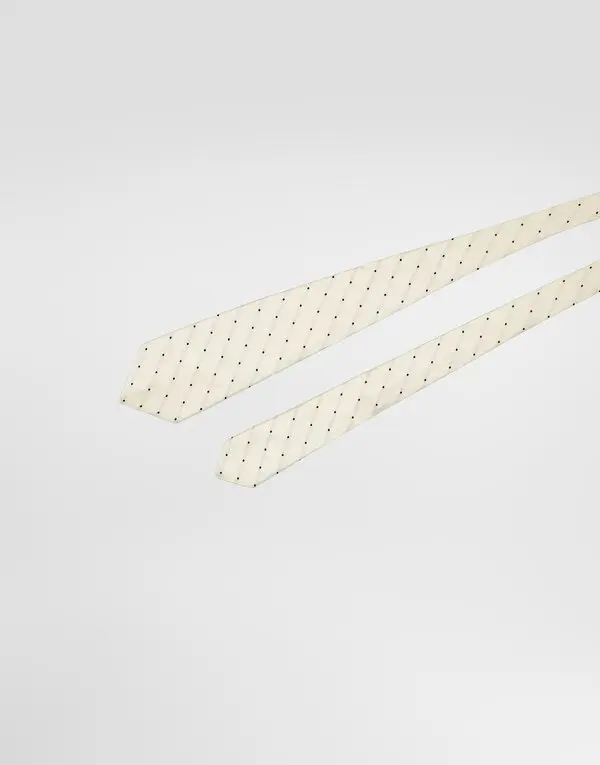 Dolce & Gabbana Polka Dot Jacquard Tie - Beige
