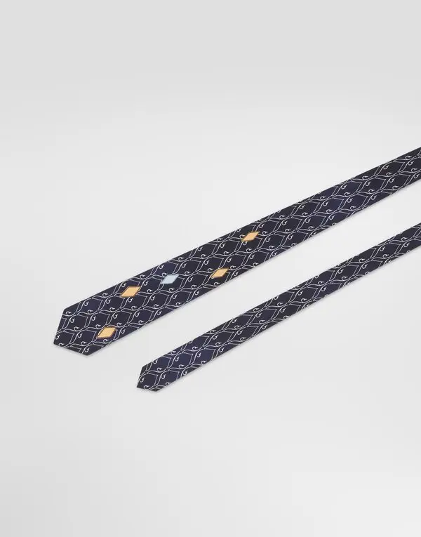 Dolce & Gabbana Vintage-print Twill Tie - Blue