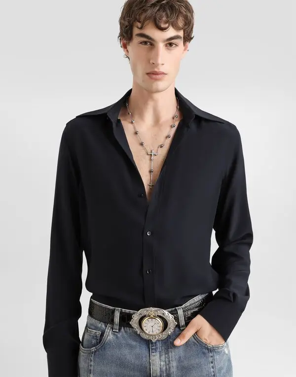 Dolce & Gabbana Crêpe De Chine Gold Shirt