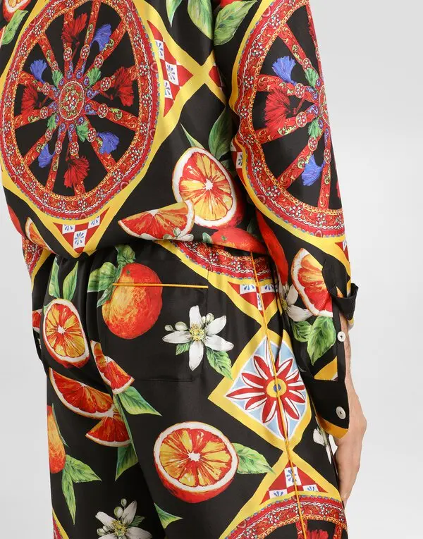 Dolce & Gabbana Carretto-print Vanity Silk Twill Trousers