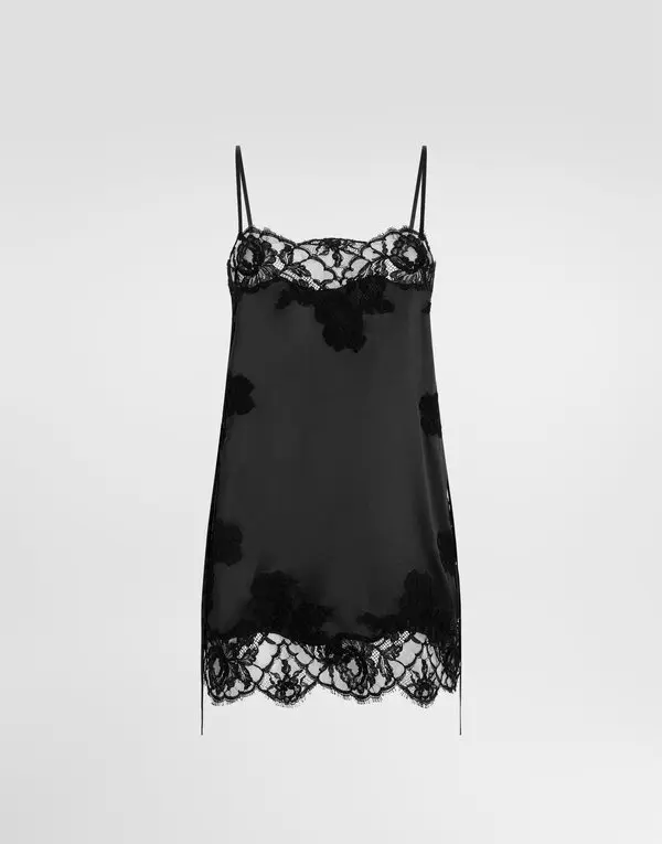 Dolce & Gabbana Satin Slip Dress - Black