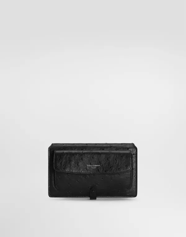 Dolce & Gabbana Ostrich Leather Crossbody Minibag - Black
