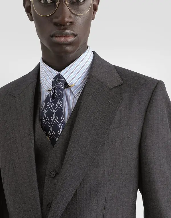 Dolce & Gabbana Sicilia Light Single-breasted Pinstripe Wool Jacket
