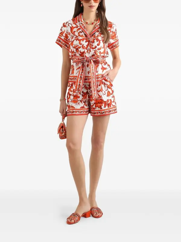 Dolce & Gabbana Maiolica Print Silk Shirt
