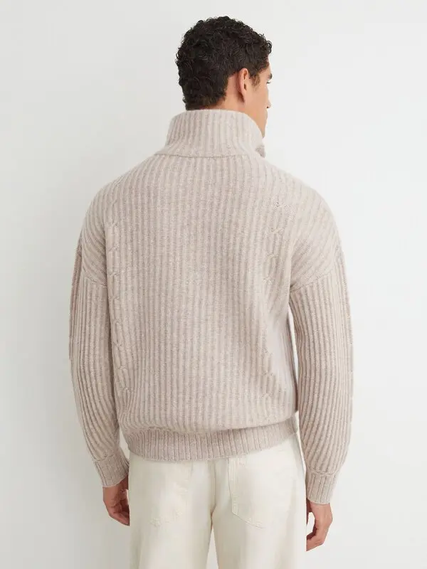 REISS Marske 100% Cashmere Rib-knit Half-button Jumper