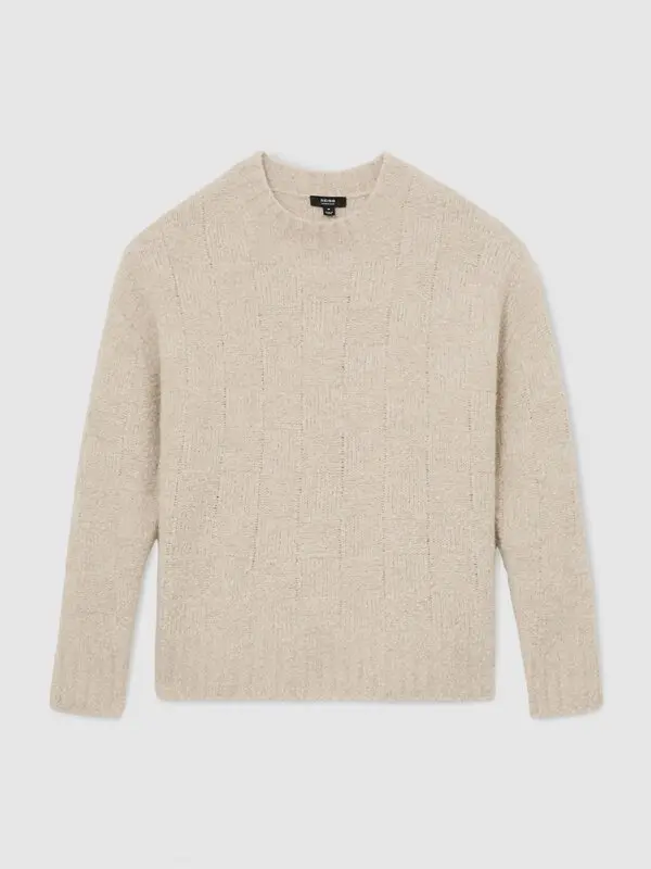 REISS Clarence Wool-cashmere Bouclé Square-knit Jumper - Ecru