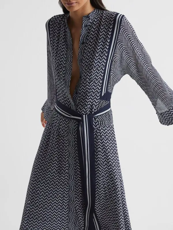 REISS Tanya Petite Mixed Print Midi Dress