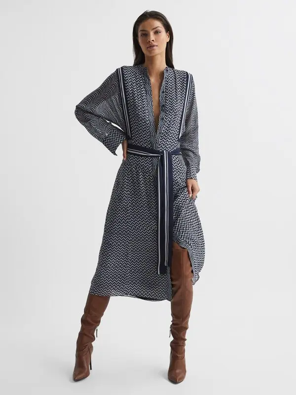 REISS Tanya Petite Mixed Print Midi Dress