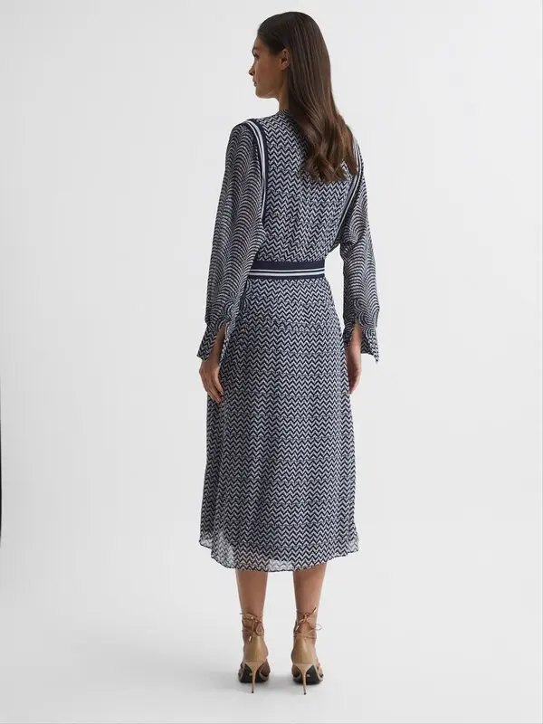 REISS Tanya Petite Mixed Print Midi Dress