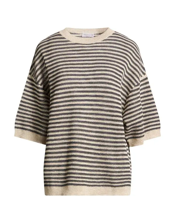 Brunello Cucinelli Sweater Size Linen, Polyester, Metallic Fiber, Polyamide - Grey