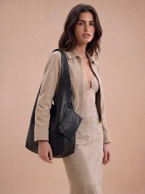 MINE BILGI Zesta Leather Hobo Shoulder Bag
