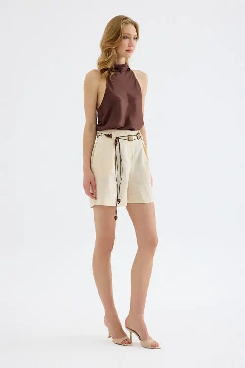 MONLICIA Aura High-waist Single Pleat Tailored Shorts