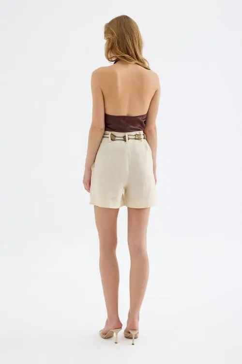 MONLICIA Aura High-waist Single Pleat Tailored Shorts
