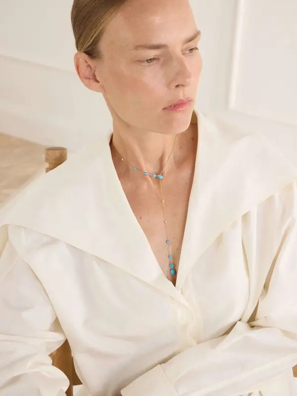 Shay Riviera 18-karat Gold, Turquoise And Diamond Necklace