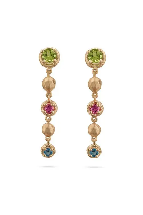 ELOISE JEWELRY Flore Energy Cascade Earrings Greenpinkblue - Gold Multi